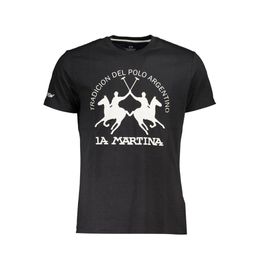 La Martina Schwarzes Baumwoll-Herren-T-Shirt