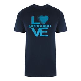 Love Moschino Logo Marineblaues T-shirt