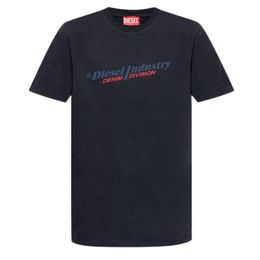 Marineblaues T-Shirt mit Logo der Diesel Industry Denim Division