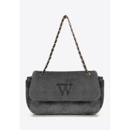 Wittchen Damen-Umh&auml;ngetasche mit Fellbesatz, Grau, Graues Polyester