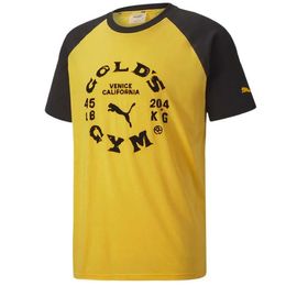 Puma x Gold's Fitnessstudio Raglan Herren gelb/schwarzes T-Shirt
