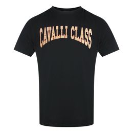 Schwarzes T-shirt Mit Cavalli Class Varsity-logo