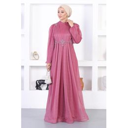 Perlen Spitzen Glitter Abendkleid Altrosa