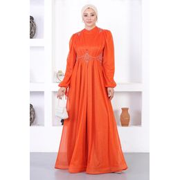 Perlen Spitzen Glitzernd Abendkleid Ziegelrot