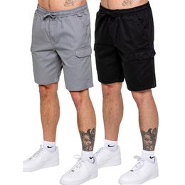 Kruze | 2 Pack Herren Cargo Shorts - BLK/LTGREY