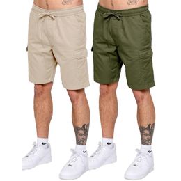 Kruze | 2er-Pack Herren Cargo-Shorts - BLK/LTGREY