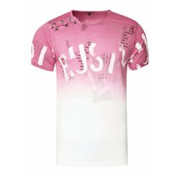 Rusty Neal T-Shirt Verwaschen mit Farbverlauf und Seitlicher Knopfleiste