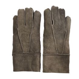 Braune Unisex-Handschuhe aus Schaffell-Wildleder mit aufrollbarer Manschette