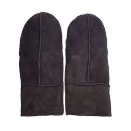 Damen-F&auml;ustlinge aus echtem Wildleder und echtem Schaffell, warme Handschuhe, schwarz