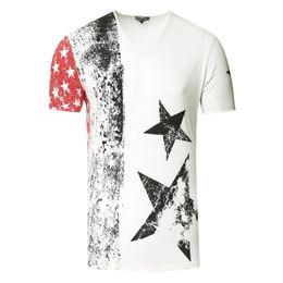 Rusty Neal USA T-Shirt Stars and Stripes V-Neck im Used-Look