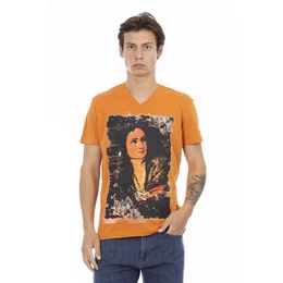 V-Ausschnitt T-Shirt mit Artwork-Druck