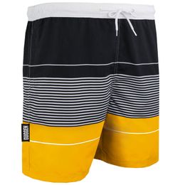 GUGGEN Mountain Herren Badehose mit Muster Streifen Gelb