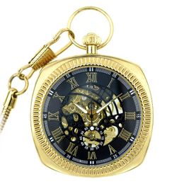 Mechanische goldene Vintage-Skelett-Taschenuhr mit offenem Zifferblatt