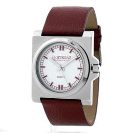 PERTEGAZ Bordeaux Lederarmbanduhr