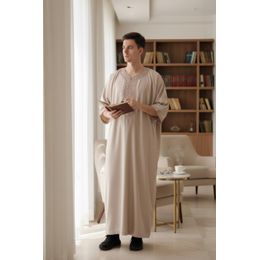 Beige marokkanische Thobe-Robe f&uuml;r Herren Djellaba Gandoura Eid Jubba LFS-HM66
