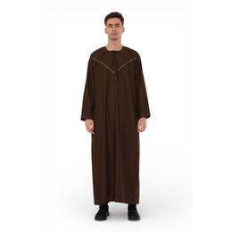 Herren Eid Brown Marokkanische Thobe Robe Djellaba Ramadan Eid Jubba- HM10