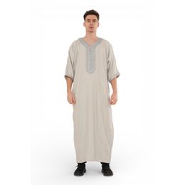 Graue marokkanische Thobe-Robe f&uuml;r Herren Eid Djellaba Gandoura Jubba- HM65