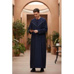 Herren Navy Eid Marokkanische Thobe Robe Djellaba Ramadan Eid Jubba LFS- HM10