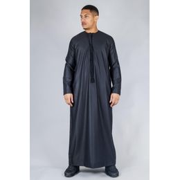 Schwarze Thobe Emirati islamische Jubba-Robe f&uuml;r Herren, Eid-Quaste, schmale Passform