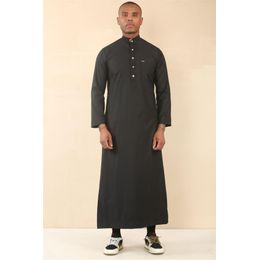 Schwarzer Herren-Thobe, arabische saudi-arabische emiratische islamische Kleidung, Jubba-Robe