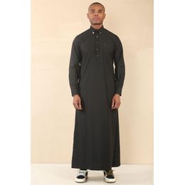 Schwarzer Herren-Thobe, arabische saudi-arabische emiratische islamische Kleidung, Jubba-Robe