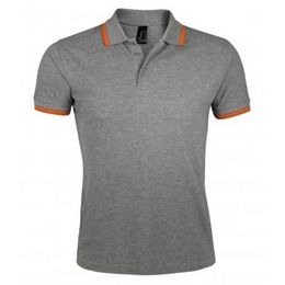 SOLS Mens Pasadena Tipped Short Sleeve Pique Polo Shirt (Grau meliert/Orange)