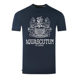 Aquascutum Large Bold London Aldis Marke Logo Marineblau T-Shirt