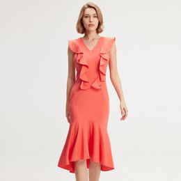 Jerseykleid mit breiten R&uuml;schen