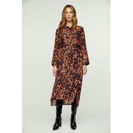 Midikleid mit Animalprint und Seitenschlitzen