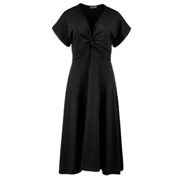 Schwarzes Midikleid mit Knotenmuster