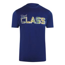 Cavalli Class - T-shirt In Blau Mit Leuchtendem Blumenlogo