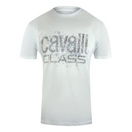Cavalli Class - Wei&szlig;es T-shirt Mit Gespr&uuml;htem Logo