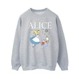 Disney - "Alice In Wonderland Follow The Rabbit" Sweatshirt f&uuml;r Damen (Grau)
