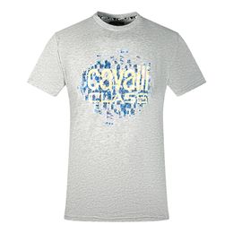 Cavalli Class Gradien Skalen Design Logo Graues T-Shirt