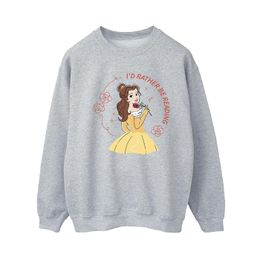 Disney - "Beauty And The Beast I'd Rather Be Reading" Sweatshirt f&uuml;r Damen (Grau)