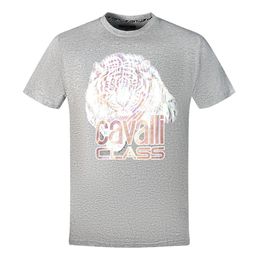Cavalli Class Gro&szlig;es Tigerlogo Graues T-Shirt