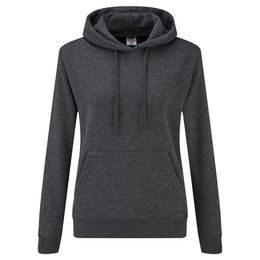 Fruit of the Loom - "Classic" Sweatshirt mit Kapuze f&uuml;r Damen (Dunkel meliert)