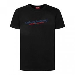 Diesel Unisex Erwachsenen Branchen Denim Division Logo T-Shirt (Schwarz)