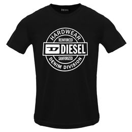 Diesel - T-shirt Mit Kreisf&ouml;rmigem Metalllogo In Schwarz