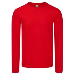 Fruit of the Loom - "Iconic" T-Shirt f&uuml;r Herren/Damen Unisex Lang&auml;rmlig (Rot)