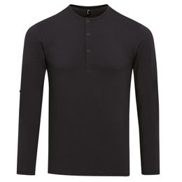 Premier Mens Long John Roll Sleeve Tee (Schwarz)