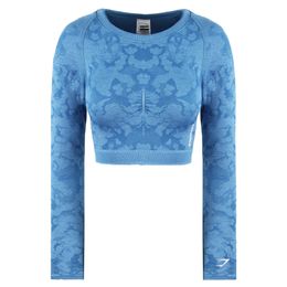Gymshark Adapt Womens Camo Blue Crop Top