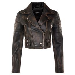 Damen Brando Kurze Lederjacke-Longtown