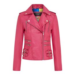 Damen Leder Fuchsia Pink Brando Bikerjacke-Loddon