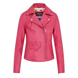 Klassische Brando Biker-Lederjacke f&uuml;r Damen in Fuchsie-Pink &ndash; Broome