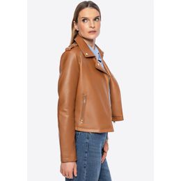 Wittchen Damen-Bikerjacke aus &Ouml;ko-Leder mit Nieten, braun