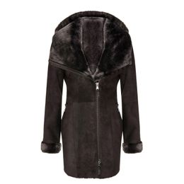 Damen-Kapuzenmantel aus Merino-Schaffell-Antioch
