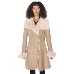 Damenmantel aus Wildleder-Merino-Lammfell mit Toscana-Kragen &ndash; Hanoi