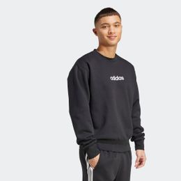 Sweatshirt adidas Sportswear "M LINEAR FL SWT", Herren, Gr. L, schwarz (schwarz, wei&szlig;), Obermaterial: 55% Baumwolle, 36% Polyester, 9% Viskose, normal, Rundhals, angesetztes B&uuml;ndchen, Sweatshirts Sweatshirt