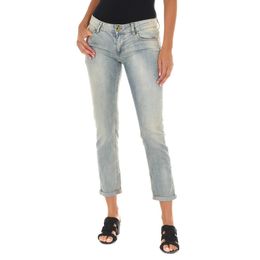 Met Lange Denim-Hose getragen Effekt aus elastischem Gewebe 10DBF0318 Frau